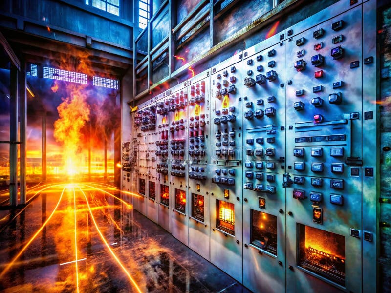 Double Exposure of a Modern Industrial Power Plant Electrical ...
