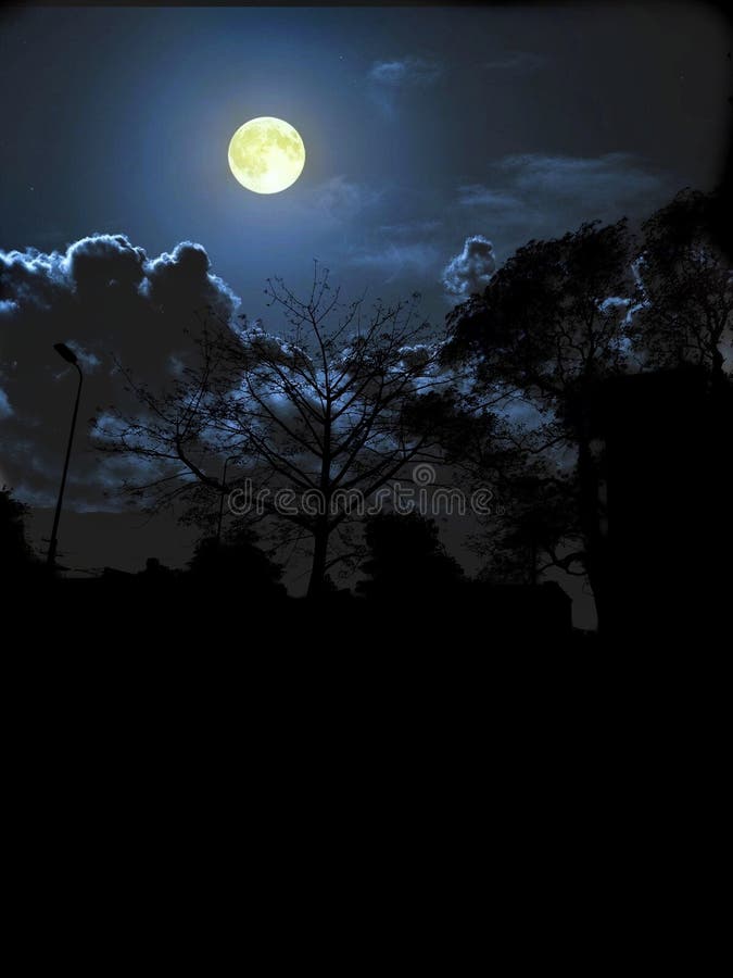 Double Exposure Night Moon Light Stock Image - Image of night, view ...