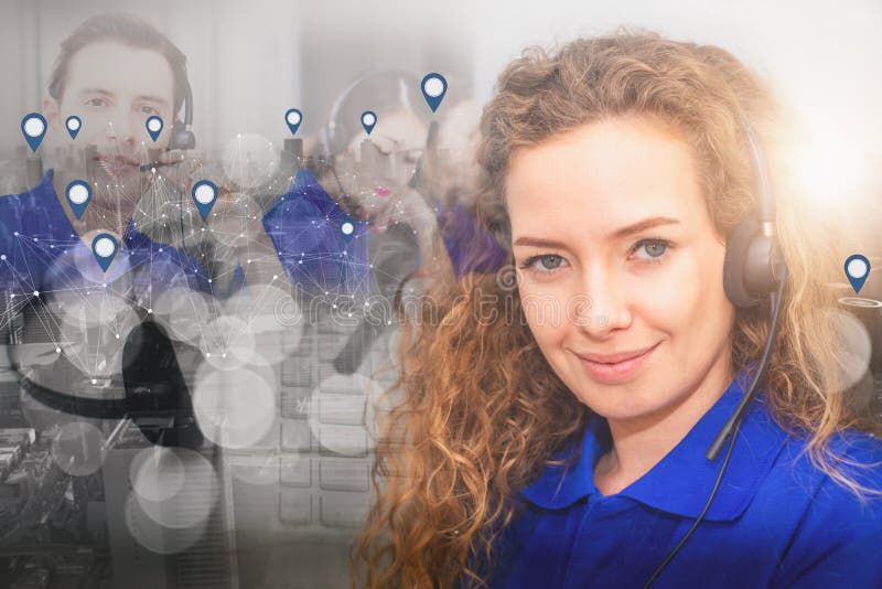 Double Exposure-operators Service Center Team Staff,concept ...