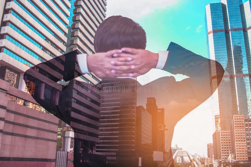 Double Exposure Portrait of a Gentleman Standing Back in a Suit ...