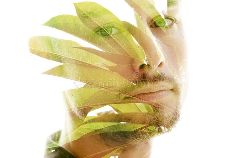 Double Exposure Portrait of a Young Man Stock Photo - Image of face ...