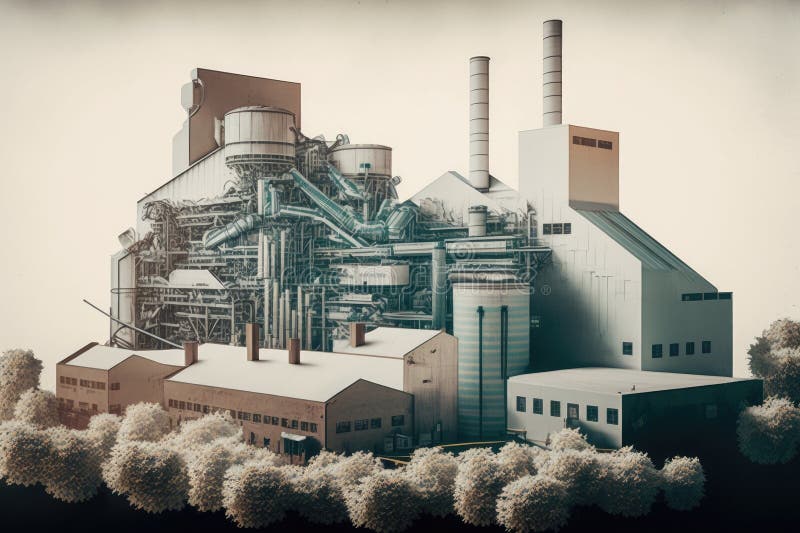 A Double Exposure of a Pulp and Paper Mill, with Different Stages of ...