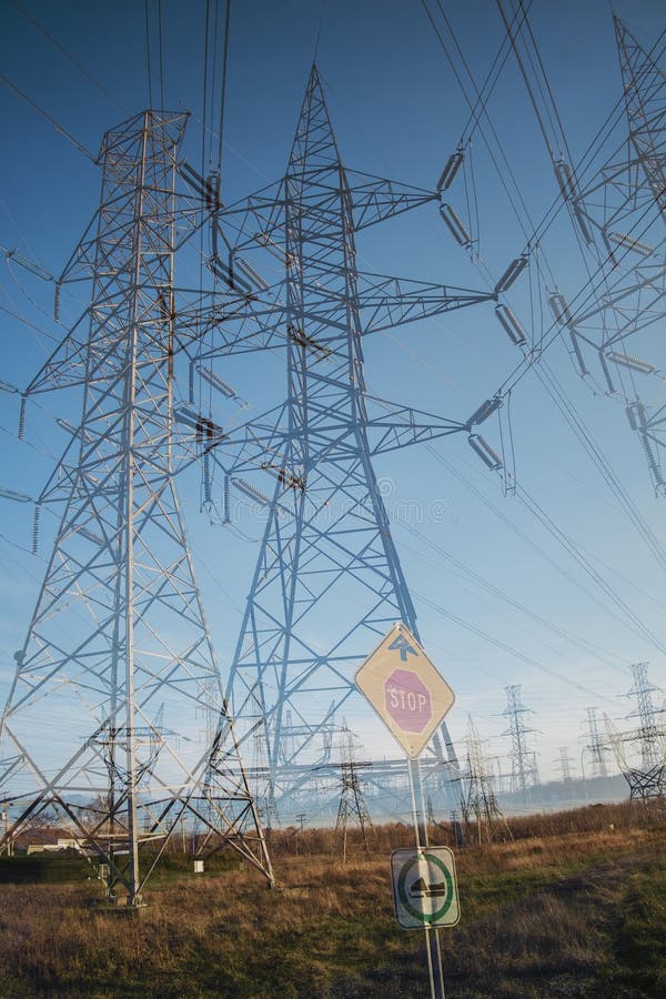 Double Exposure of Pylons and Stop Sign Stock Illustration ...