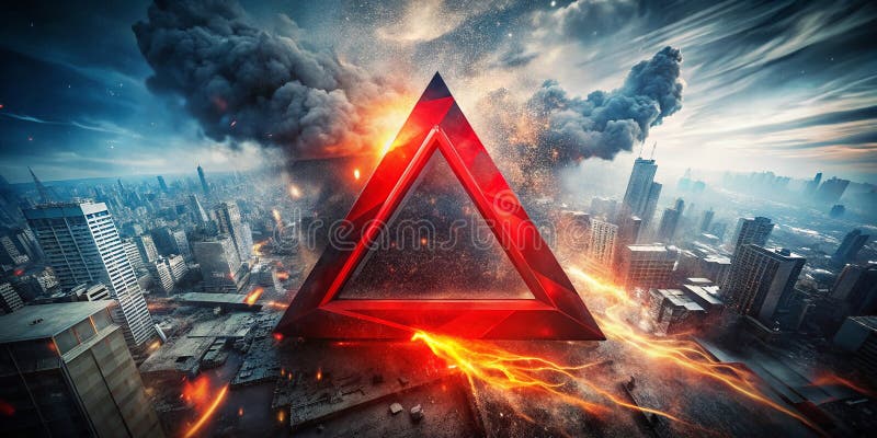 Double Exposure Red Warning Triangle a Powerful Visual for Alert ...