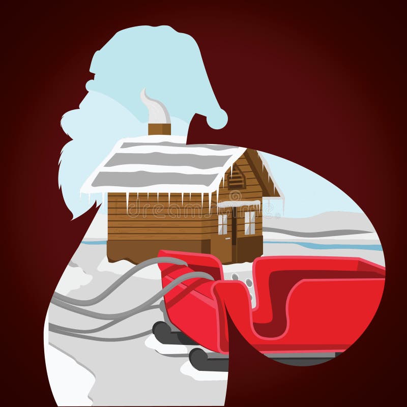 Double Exposure of Santa Claus and Winter Landscape. Vector ...