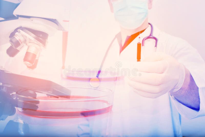 Double Exposure of Science Experiment Hand Holding Test Tube Stock ...