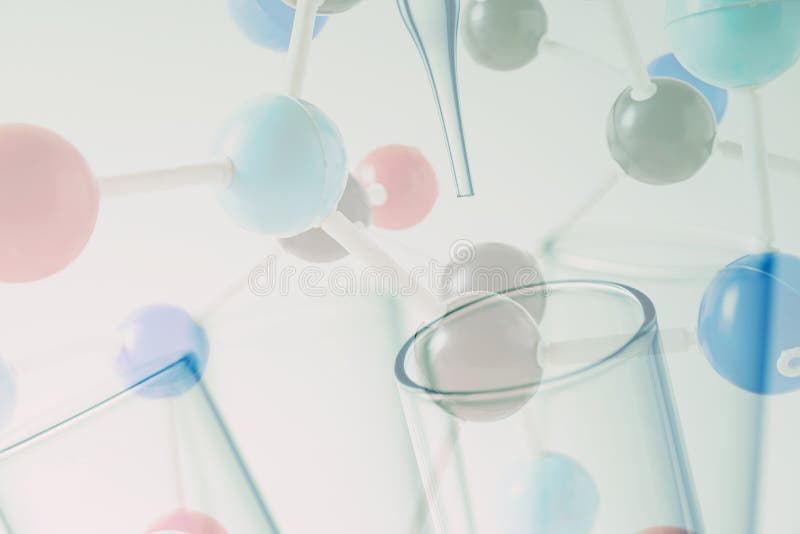 Double Exposure of Science Molecule Structure with Science Labor Stock ...