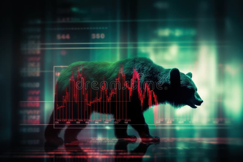 Double Exposure of a Silhouette Bear and Downtrend Chart, the Bear ...