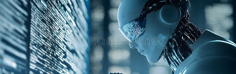 Double Exposure of Software Coding Hologram and Robots Face Combined ...