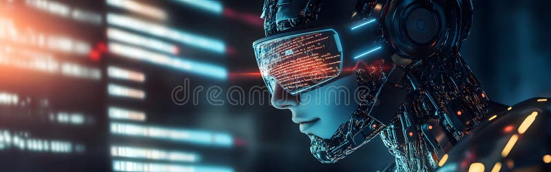 Double Exposure of Software Coding Hologram and Robots Face Combined ...