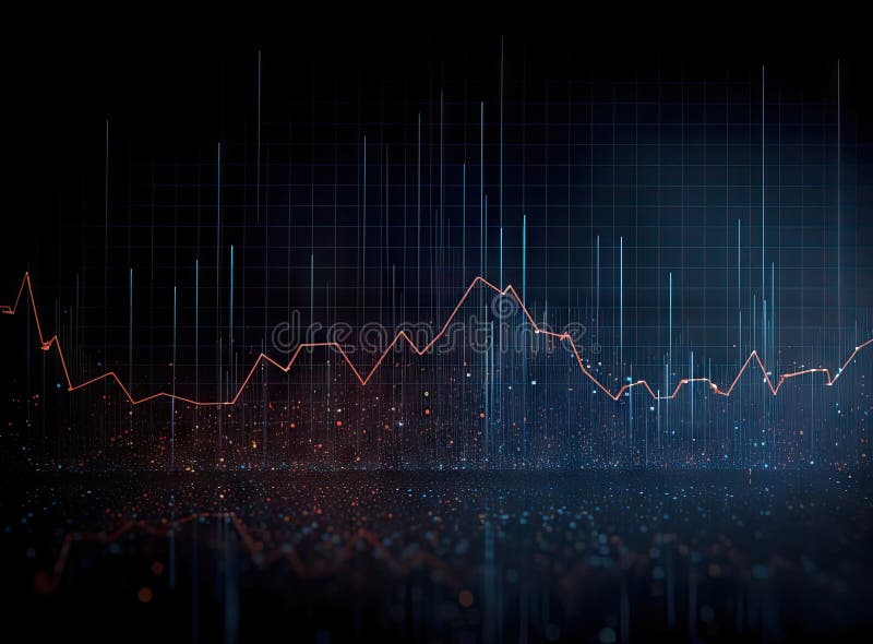Double Exposure of Virtual Creative Financial Diagram on Empty Room ...
