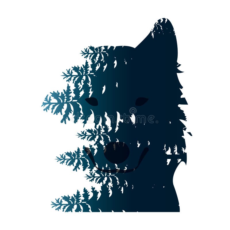Double Exposure Wolf and Forest. Vector Illustration Decorative Design ...