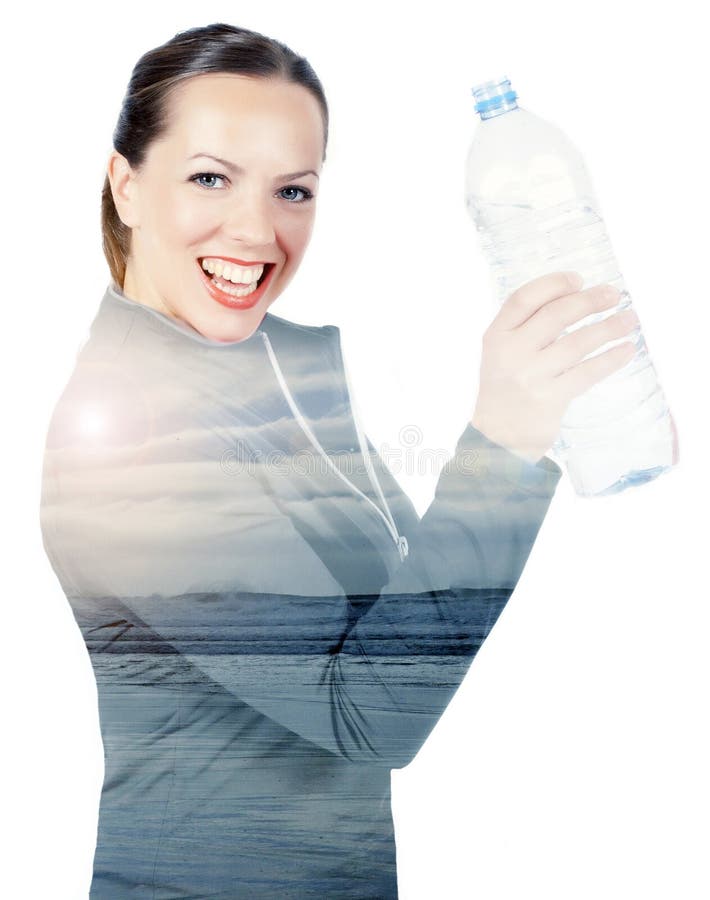 Double Exposure Woman Bottle Beach Stock Photos - Free & Royalty-Free ...