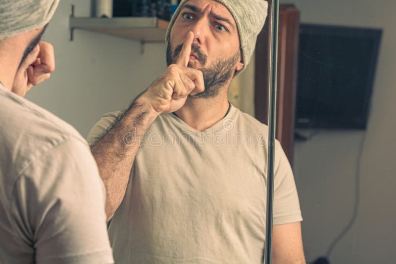 Reflex Mirroring. Handsome Men Stock Image - Image of severe, looking ...