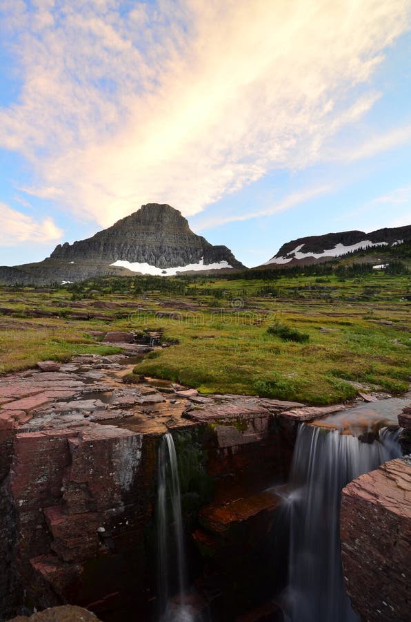 Double Falls, Logan Pass, Glacier National Park Stock Image - Image of ...