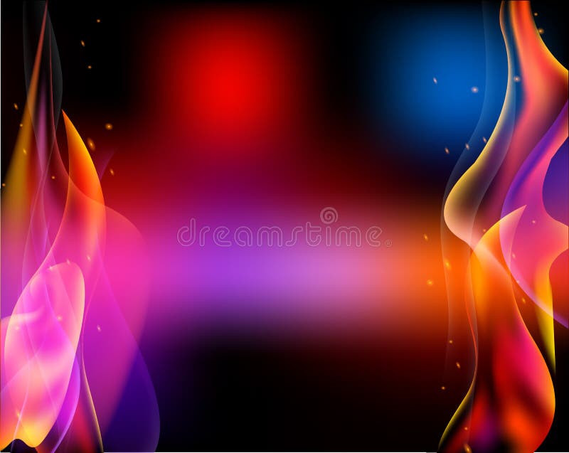 Double Fire Torch Vector Colored Sparks Burn Horizontal Stock Vector ...
