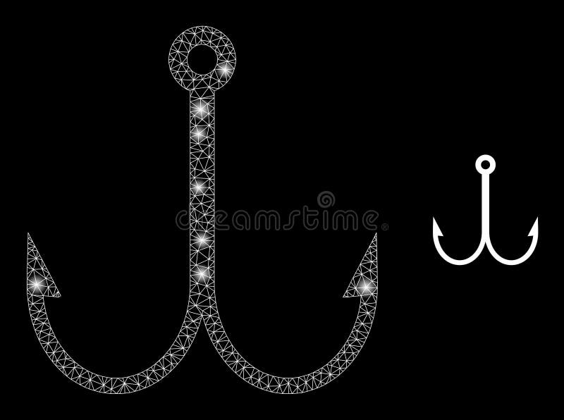 Double Fish Hook Icon - Wire Frame Mesh with Lightspots Stock Vector ...