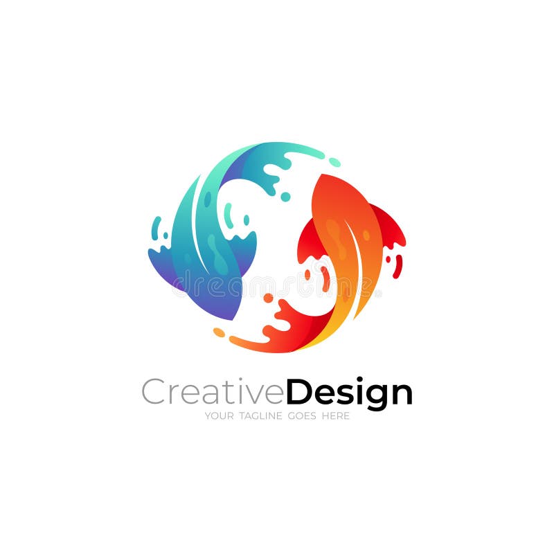 Double Fish Logo with Circle Design Colorful, Koi Fish, Chinese ...
