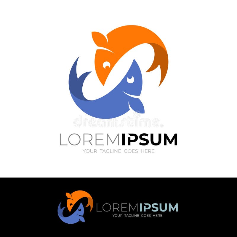 Double Fish Logo with Line, Restaurant Icons Stock Vector ...