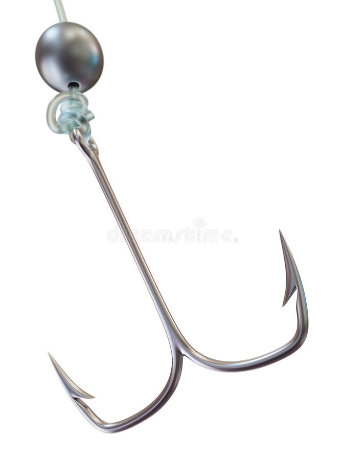 Double Fishing Hook Isolated on White Stock Illustration - Illustration ...