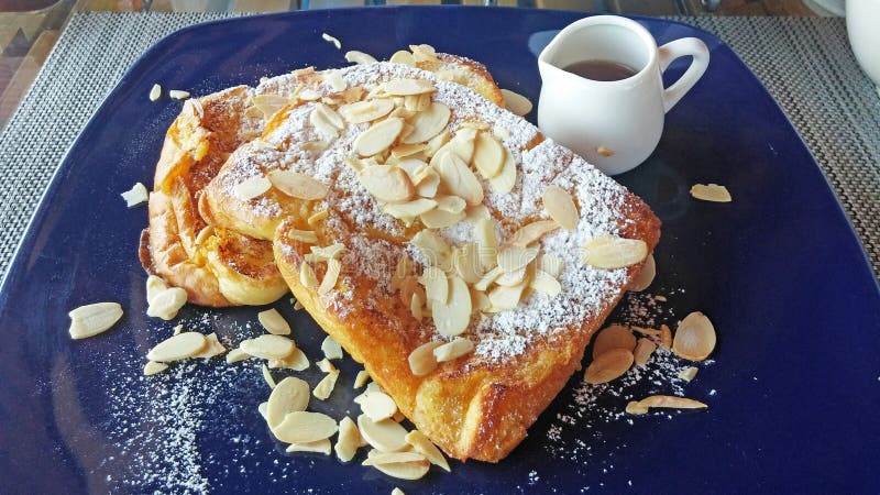 Double French Toasted Breads with Cup of Honey Stock Image - Image of ...
