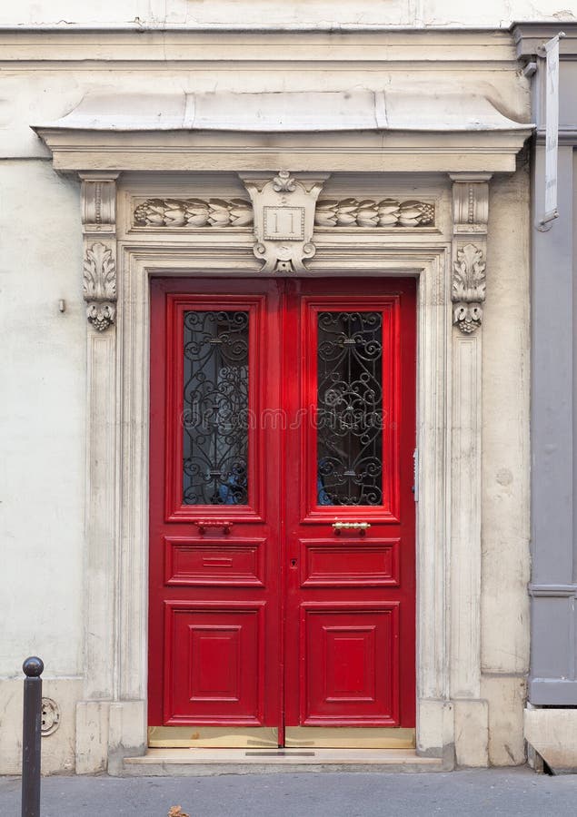 Double Front Door with Decorated Archway Stock Photo - Image of ...