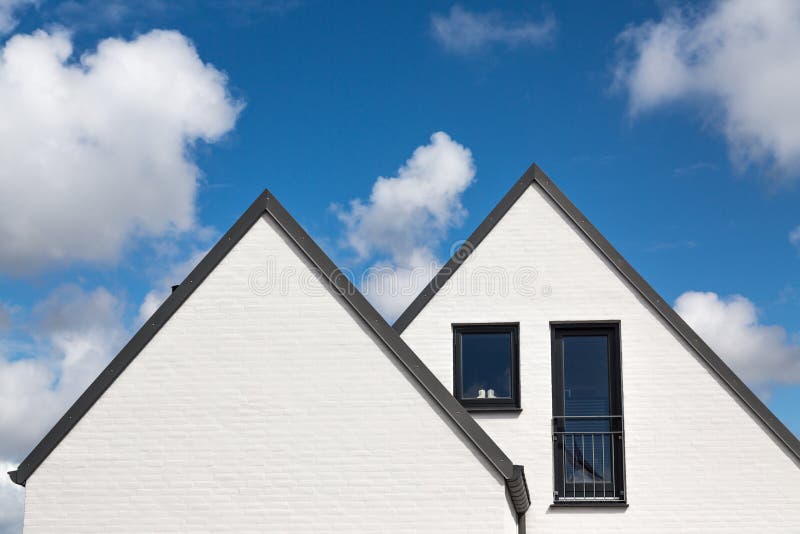 Double gable roof house. stock image. Image of blue, apartment - 17597445