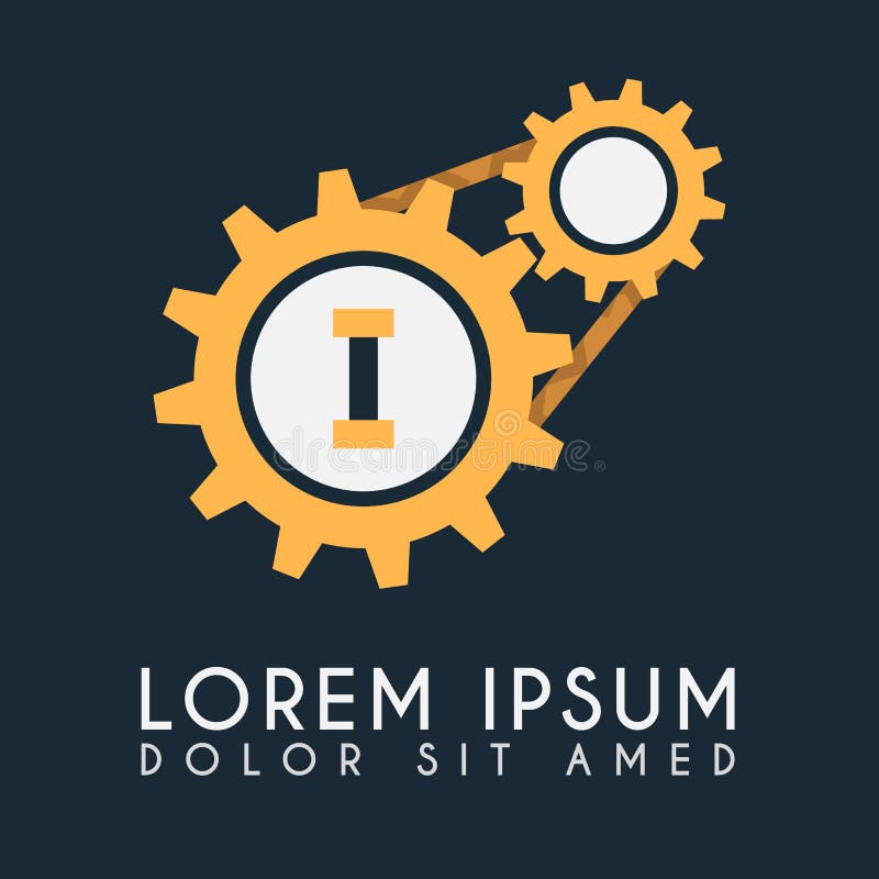 Double Gear Logo with Black Background. Gear Logo with Letter I in the ...