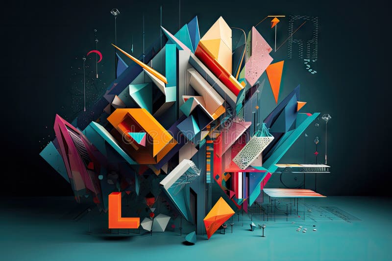 Double Geometric Typography, with Different Fonts and Colors Stock ...