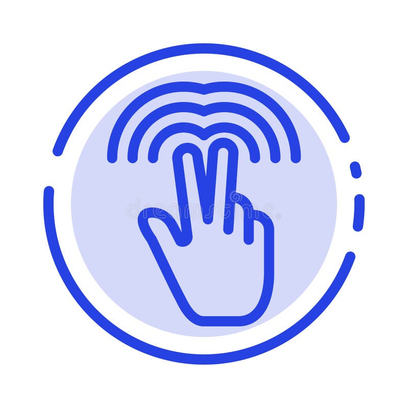Double, Gestures, Hand, Tab Blue Dotted Line Line Icon Stock Vector ...