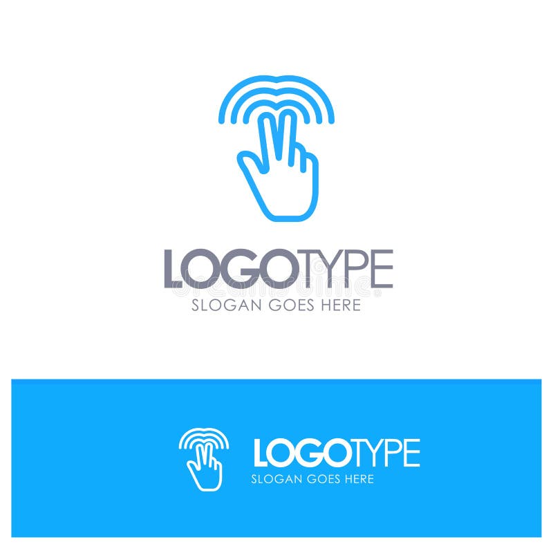 Double, Gestures, Hand, Tab Blue Outline Logo Place for Tagline Stock ...