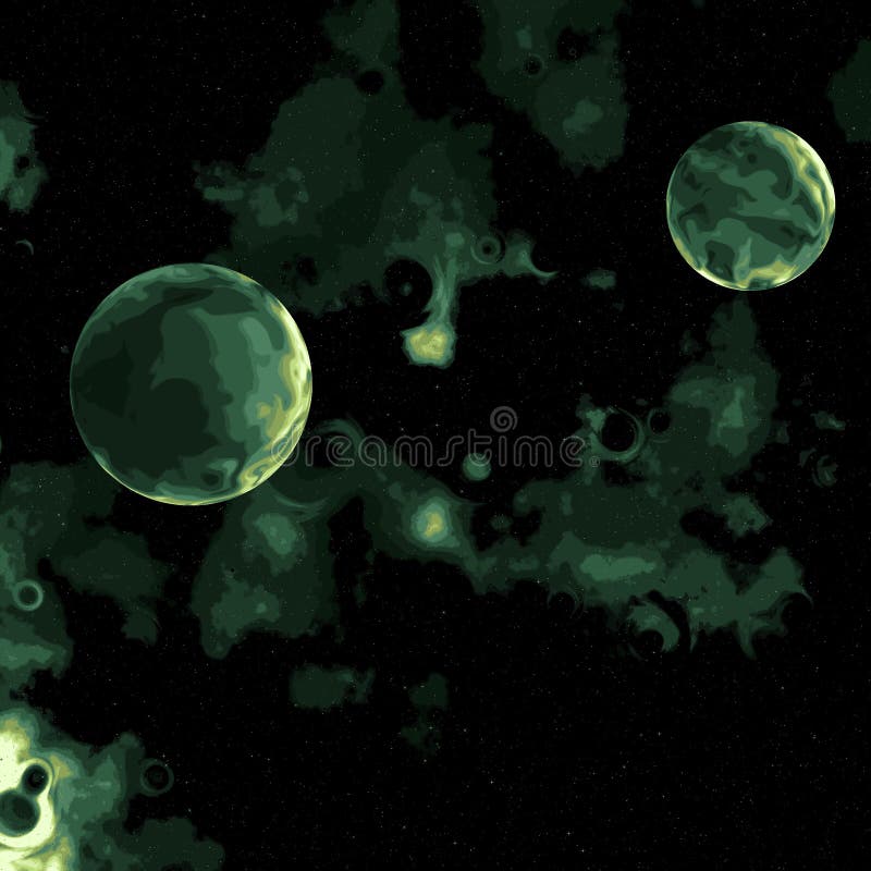 Double Green Planets Color Tones Combination Space Background Stock ...