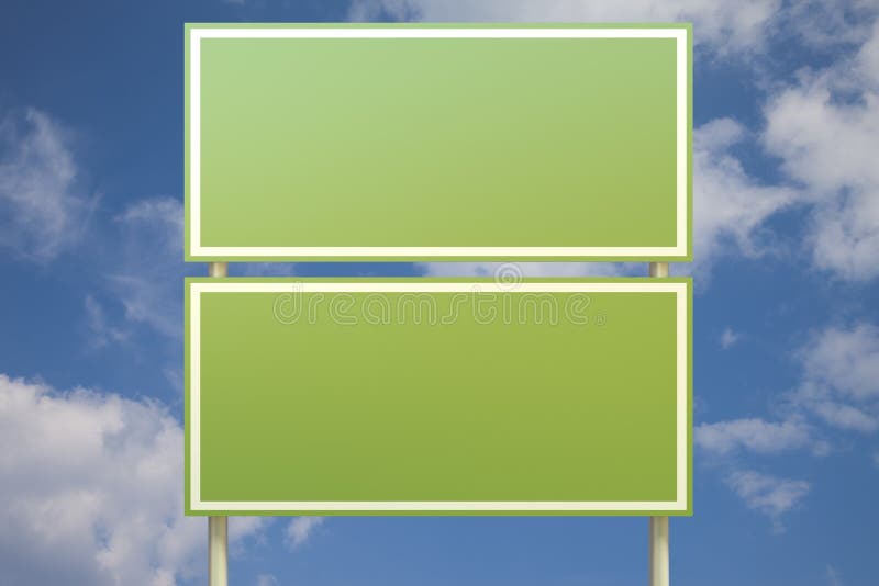 Double Green Sign in Front of a Blue Sky Stock Illustration ...