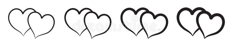 Double Hand Drawn Hearts. Two Hand Drawn Hearts. Love Symbols Set Stock ...