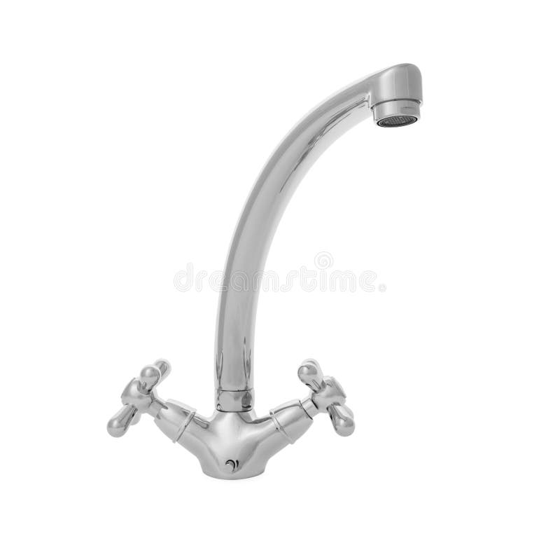 Double Handle Water Tap on White Background Stock Image - Image of ...