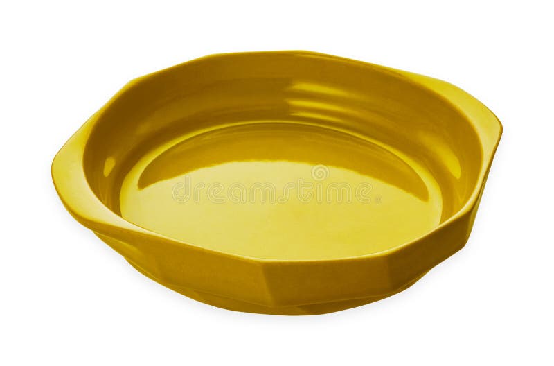 Double Handled Plate, Empty Yellow Ceramics Plates, Isolated on White ...