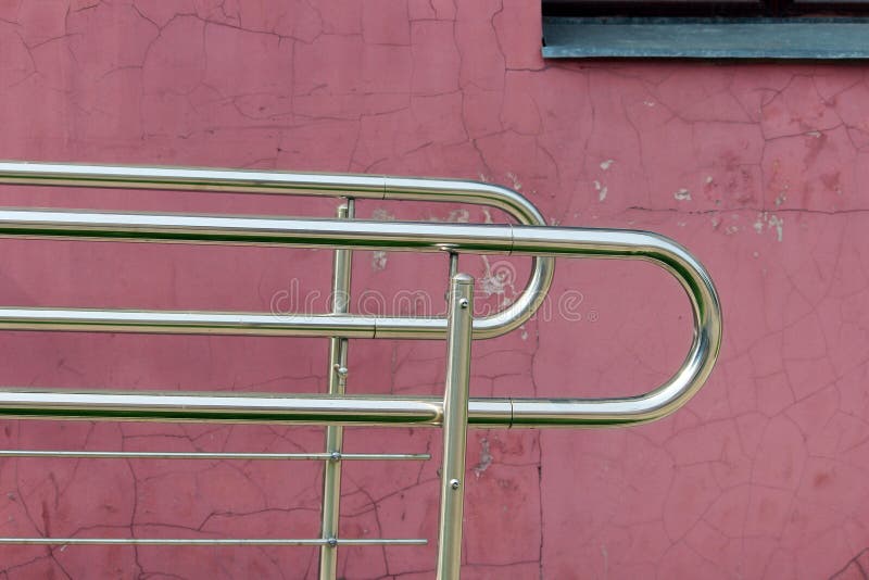 Double Handrails Made of Stainless Steel in the Street Stock Photo ...
