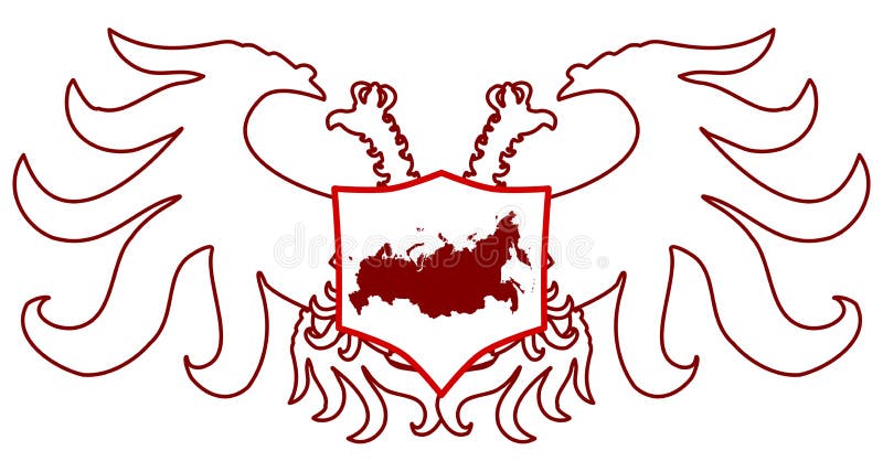 Double-headed Eagle with Russia, Heraldry, Red, Isolated. Stock ...