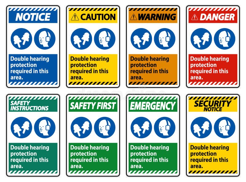 Double Hearing Protection Required in this Area with Ear Muffs & Ear ...