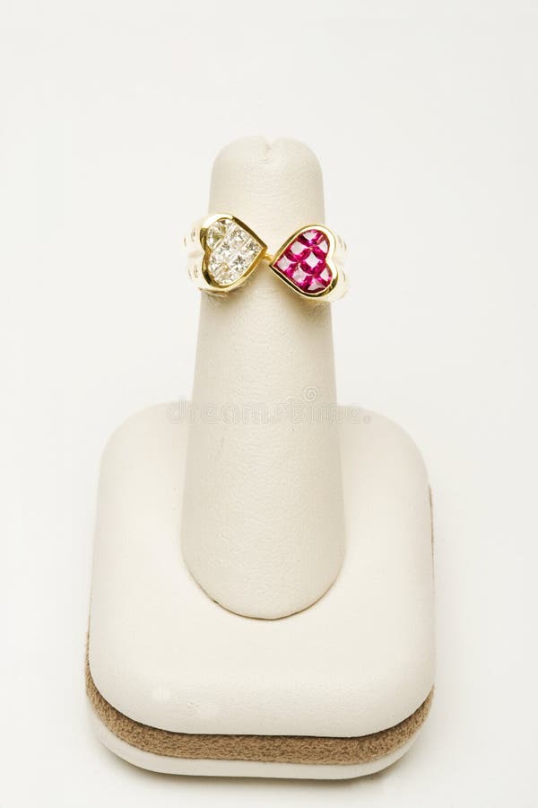 Double Heart Gold Ring stock image. Image of jewel, heart - 29666835