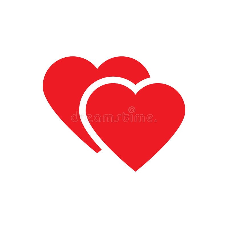 Double Heart Love Icon Vector Stock Illustration - Illustration of ...