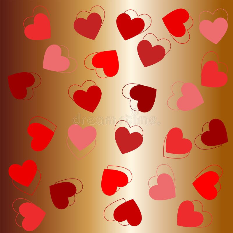 Double Heart Pattern on Bronze Stock Vector - Illustration of gradient ...