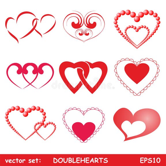 Double Heart Outline Stock Illustrations – 808 Double Heart Outline ...