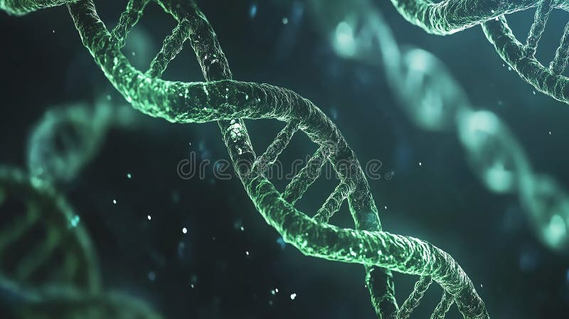 The Double Helix of DNA Particle Wave on a Green Background. Big Data ...