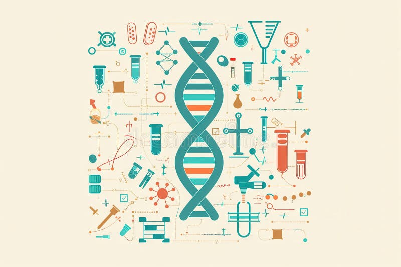 A Double Helix DNA Strand is Highlighted among Medical Icons Like ...