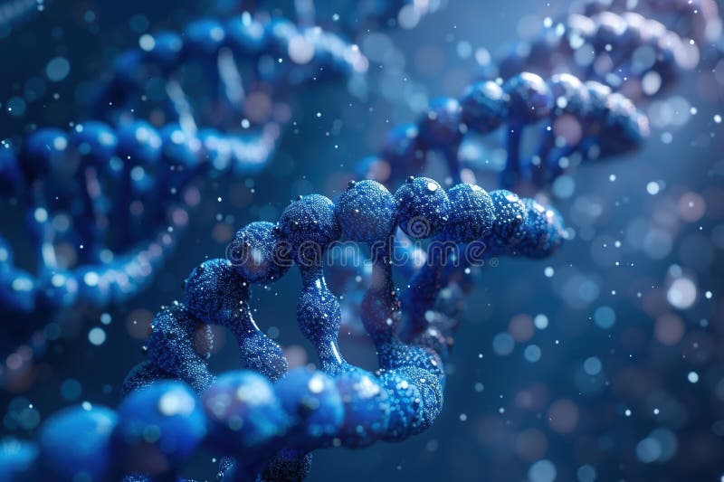 Double Helix DNA Strands on a Blue. Generative AI Stock Illustration ...