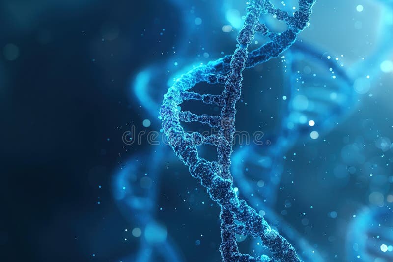 Double Helix DNA Strands on a Blue. Generative AI Stock Illustration ...