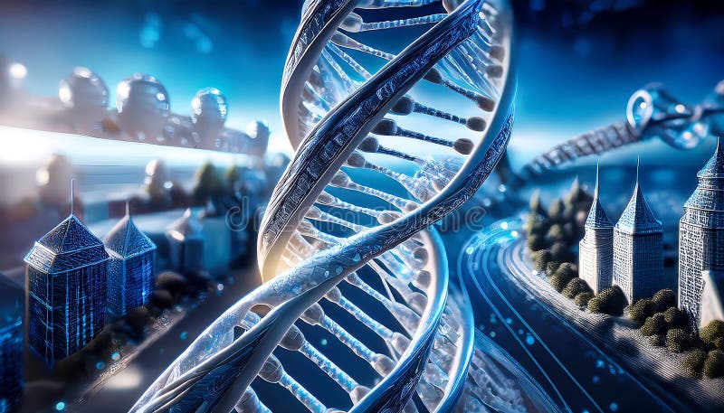 Double Helix DNA Strands, Blue and White, Genetic Code Visualized Stock ...