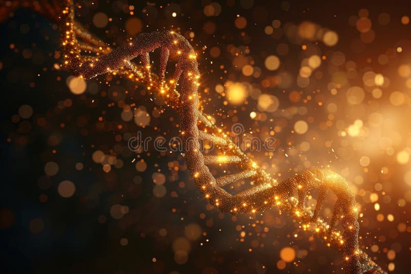 Double Helix DNA Strands on a Gold. Generative AI Stock Illustration ...