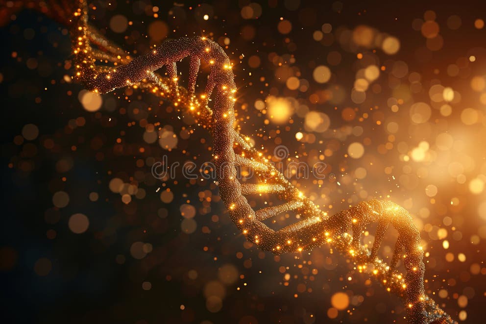 Double Helix DNA Strands on a Gold. Generative AI Stock Illustration ...